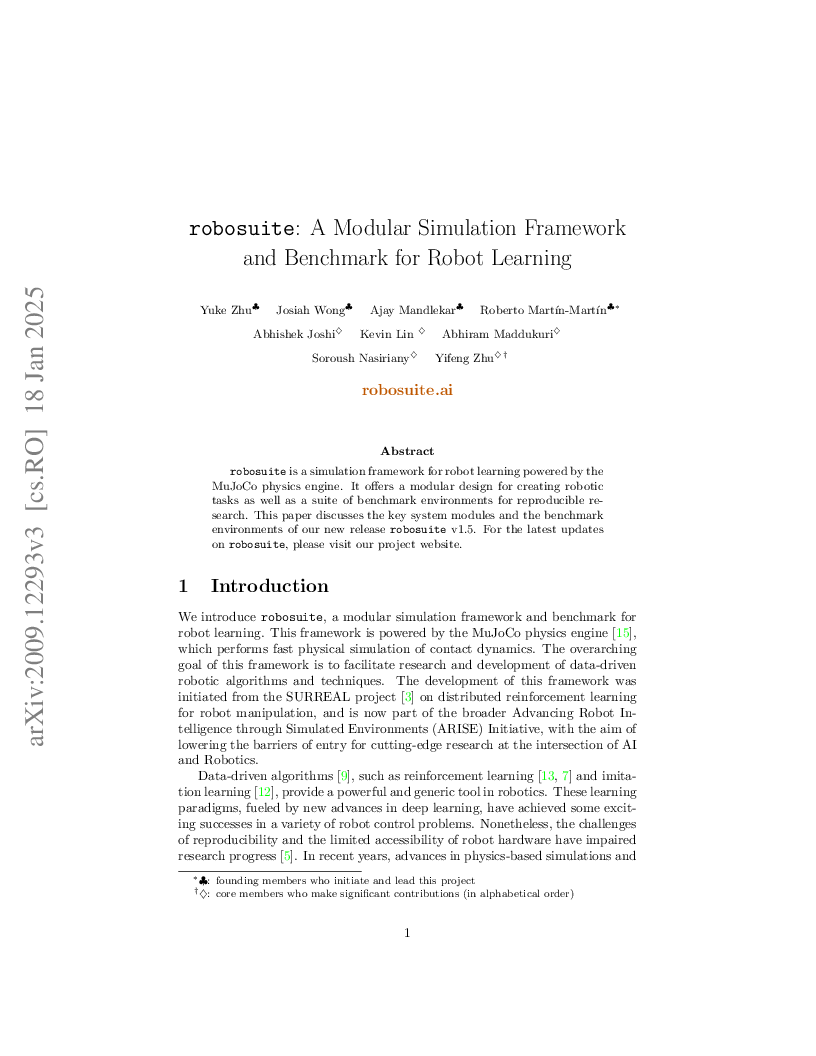 robosuite: A Modular Simulation Framework and Benchmark for Robot ...