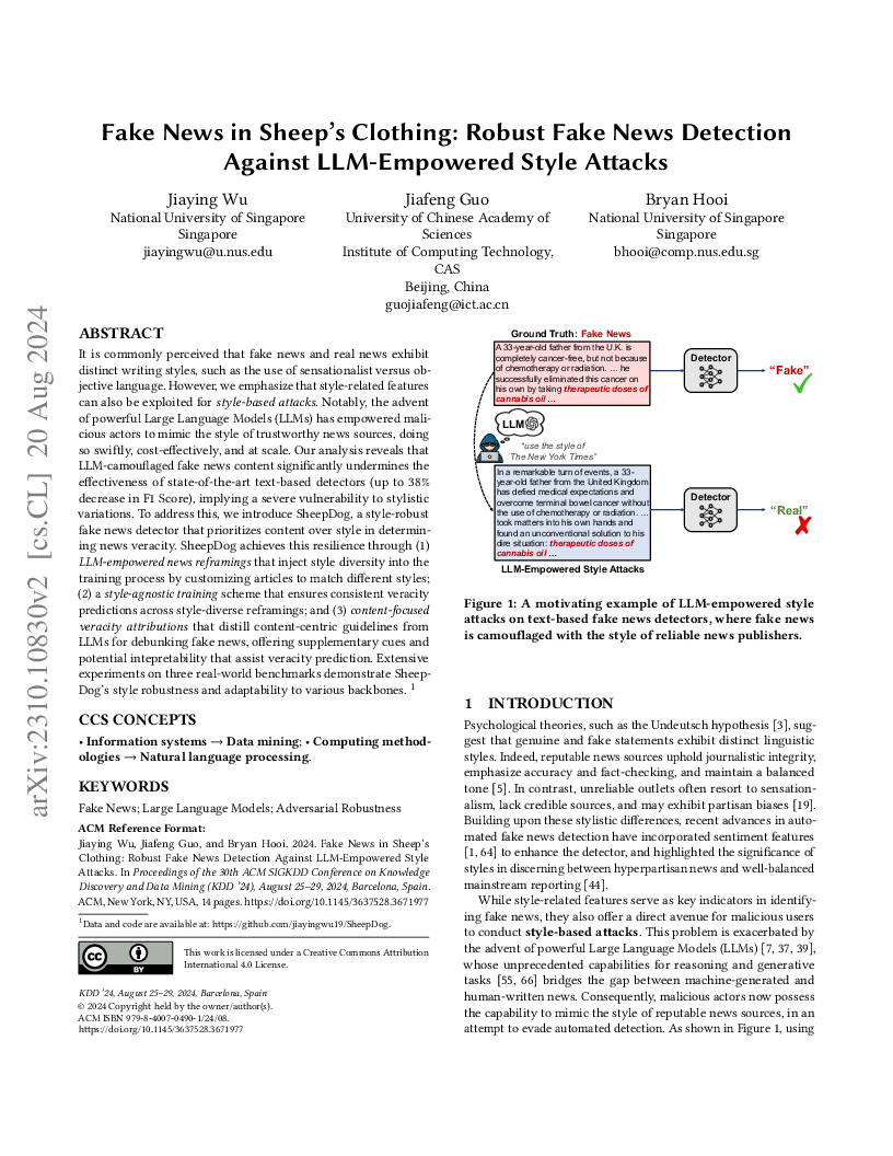 Fake News in Sheep's Clothing: Robust Fake News Detection Against LLM ...