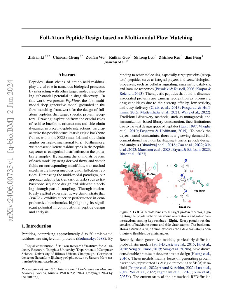 Full-Atom Peptide Design based on Multi-modal Flow Matching | alphaXiv