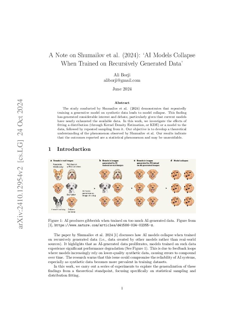 A Note on Shumailov et al. (2024): `AI Models Collapse When Trained on ...
