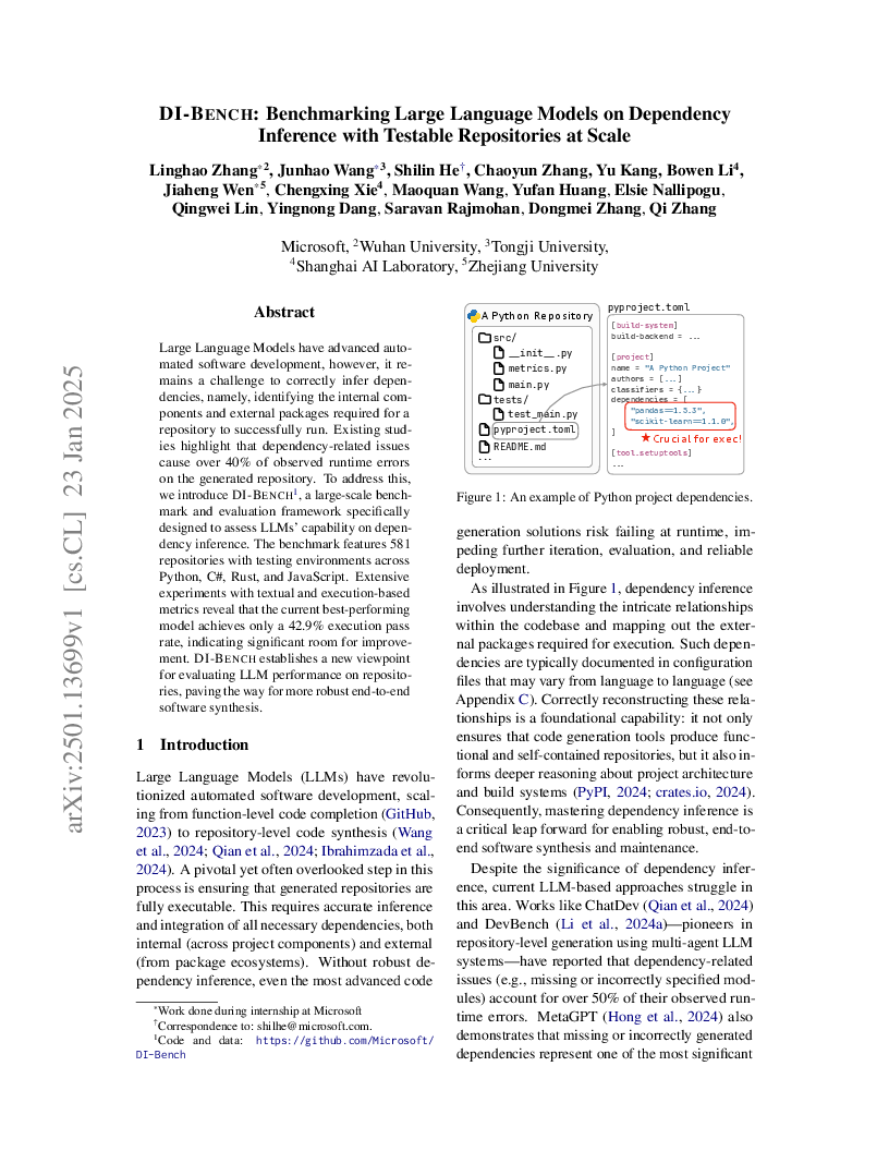 DI-BENCH: Benchmarking Large Language Models on Dependency Inference ...