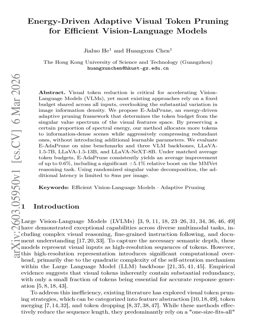 Energy-Driven Adaptive Visual Token Pruning for Efficient Vision ...